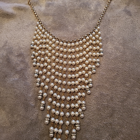 Jewelry | Vintage Cascading Faux Pearl Necklace With Rhinestone Accents ...